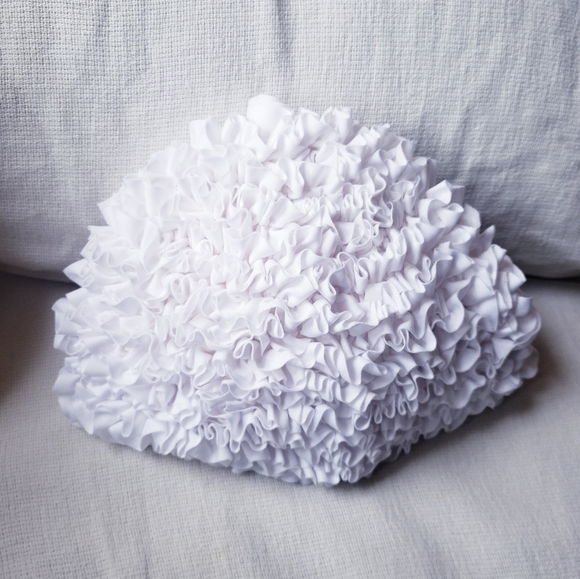 Swim | Vintage White Ruffle Swim Cap Large | Poshmark